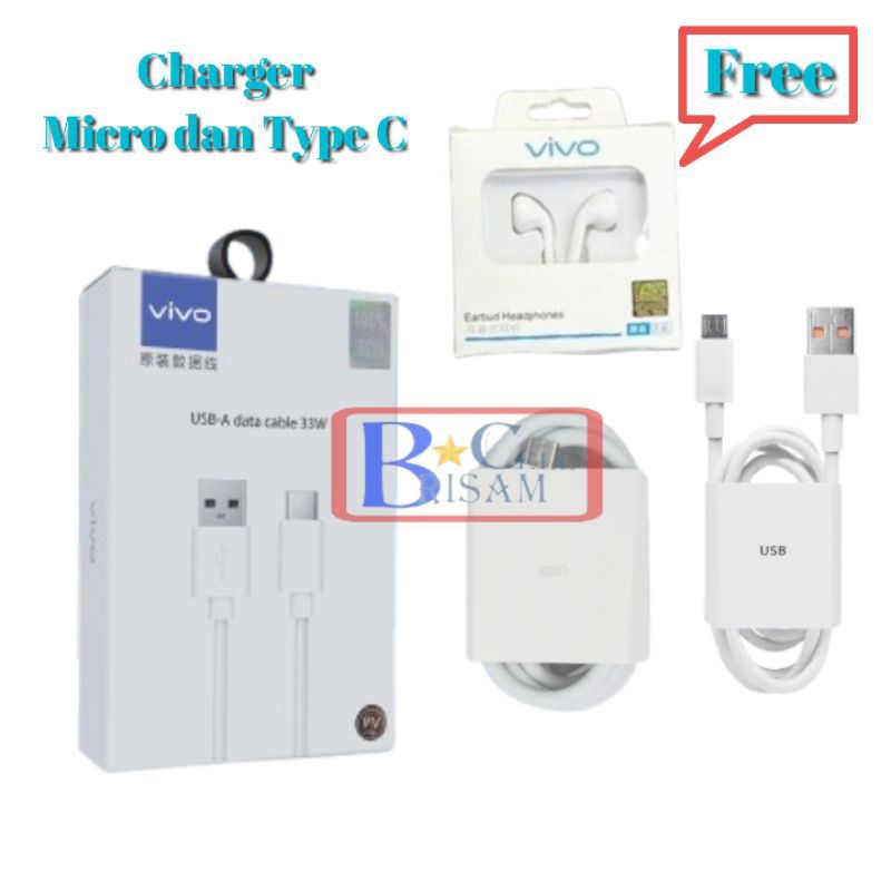 Jual Kabel Usb + Henset Vivo Fashcharging micro Dan Type C Untuk Semua ...