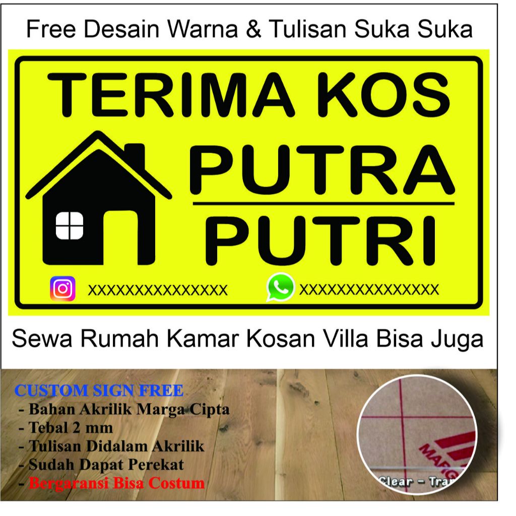 Jual PAPAN AKRILIK DISEWAKAN RUKO RUMAH VILLA FULL BOOKING TERIMA KOS ...
