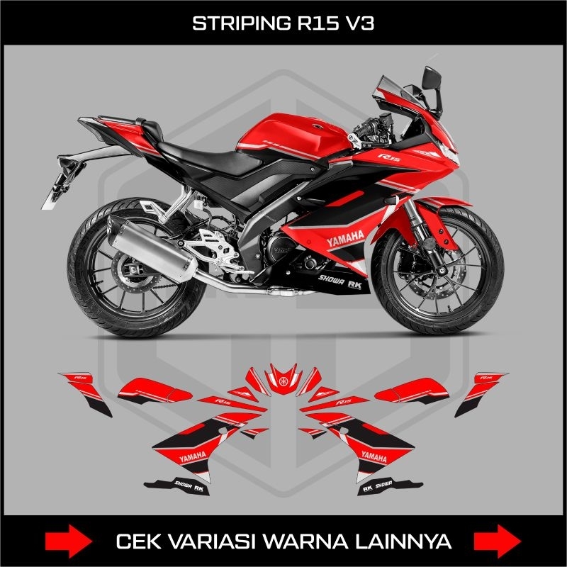 Jual Stiker Striping Motor R15 V3 / Sticker Decal Yamaha R15 V3 Variasi ...