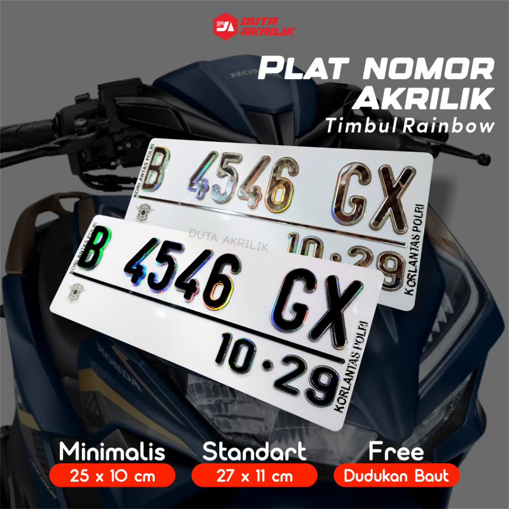 Jual Plat Nomor Motor Custom Hologram Timbul Rainbow Akrilik Aksesoris ...