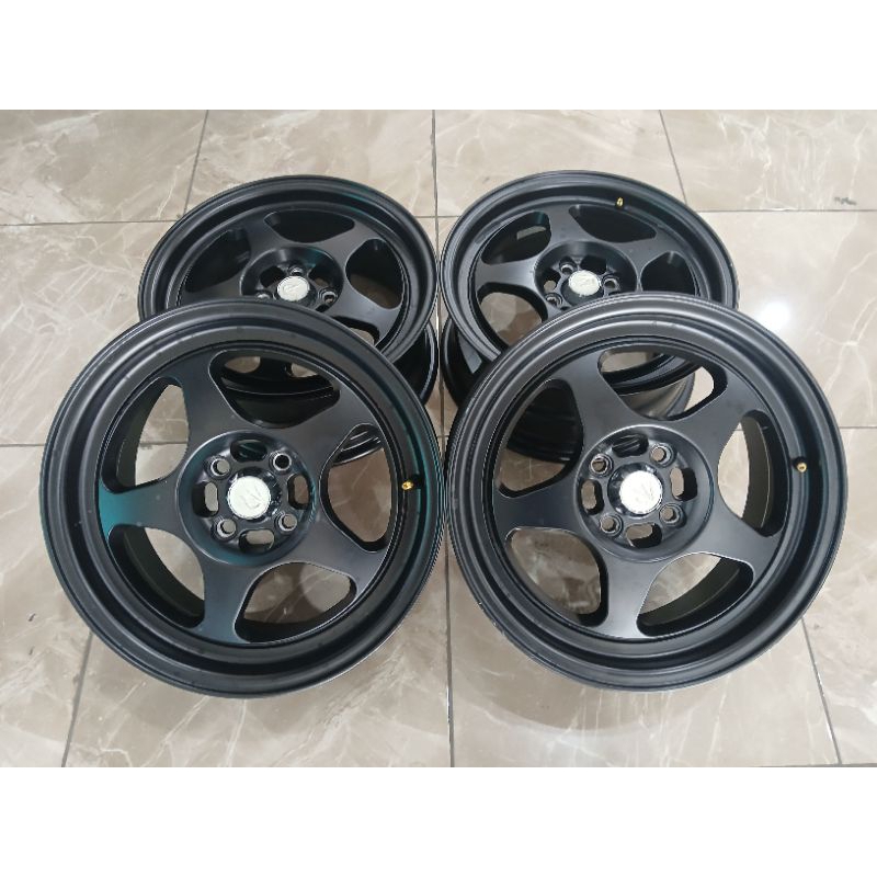 Jual Velg mobil bekas racing spoon ring 16 baut 4x100 black seken velg aja murah mewah | Shopee ...