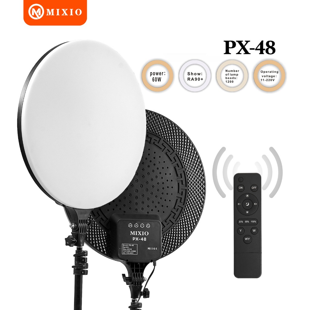 Jual MIXIO PX48 Full Face Ring Light 45cm + Light Stand Tripod 2M Lampu ...