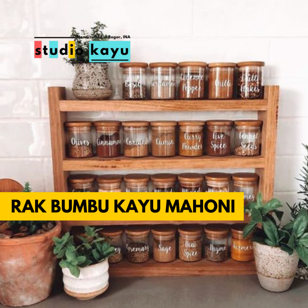 Jual STUDIO KAYU - Rak Kayu Serbaguna Tempat Bumbu KAYU MAHONI - Susun ...