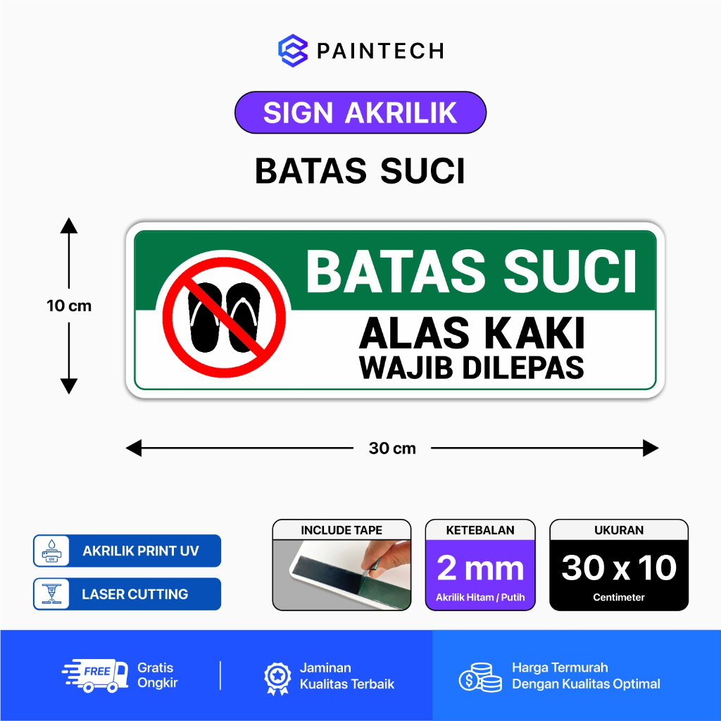 Jual Signboard Akrilik Batas Suci Signage Papan Penanda Batas Suci Alas ...