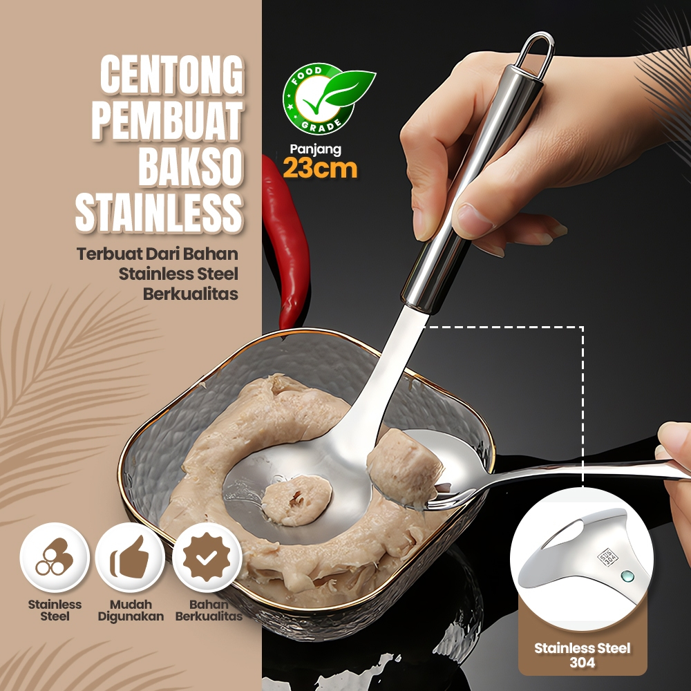 Jual Alat Pencetak bakso - Sendok Cetakan Bakso Cilok Pentol Stainless ...