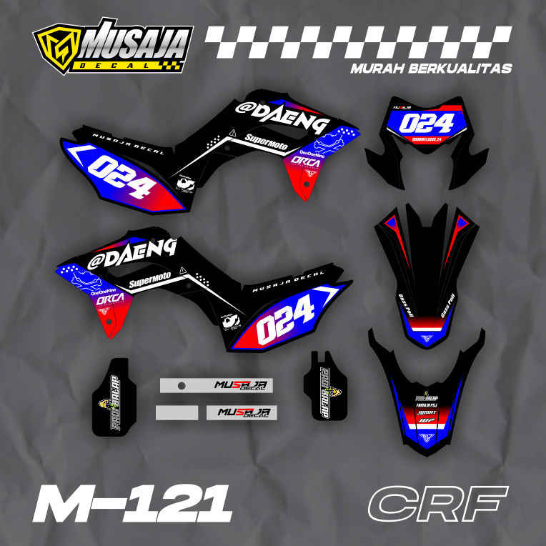Jual decal crf 150L full body - dekal crf 150 hitam merah biru simple ...