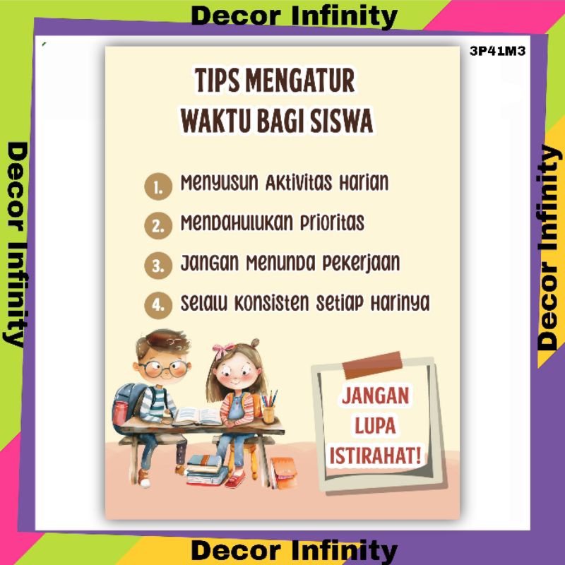 Jual Poster dinding TIPS MENGATUR WAKTU BAGI SISWA poster dinding ...