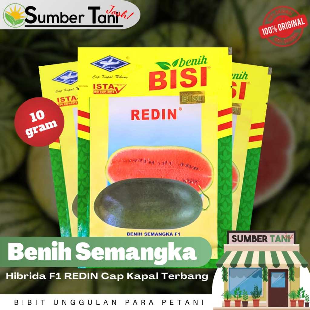 Jual Benih Semangka Hibrida F1 REDIN Cap Kapal Terbang 10gram | Shopee ...