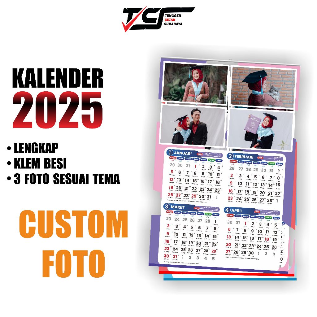 Jual KALENDER DINDING 2025 CUSTOM FOTO 1 LEMBAR 4 BULAN (ADA 3 LEMBAR) | Shopee Indonesia