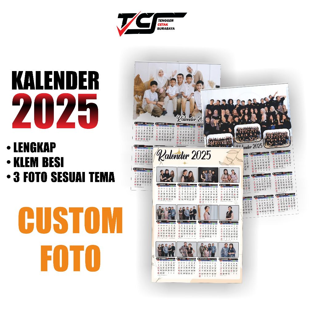 Jual KALENDER DINDING CUSTOM FOTO 2025 ( 1 LEMBAR ISI 12 BULAN ...