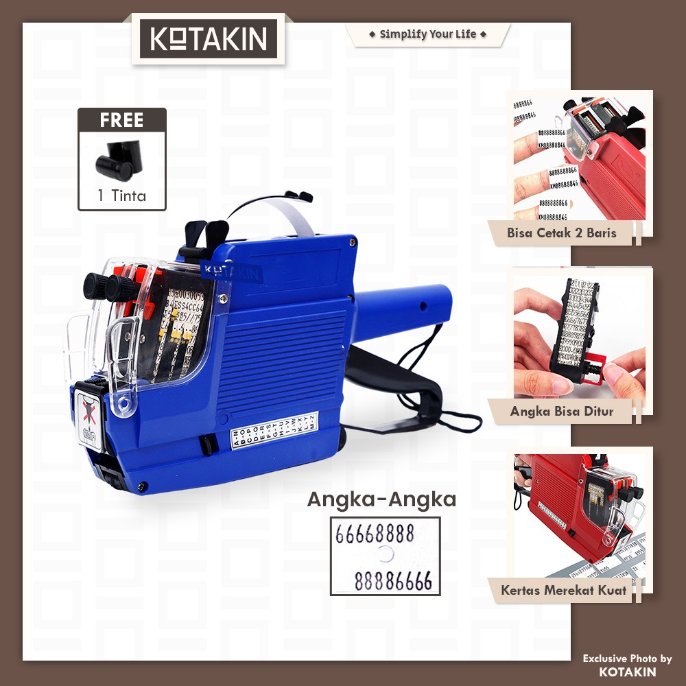 Jual Alat Label Harga 1 2 Baris 10 Digit Mesin Cetak Stiker Huruf Angka ...