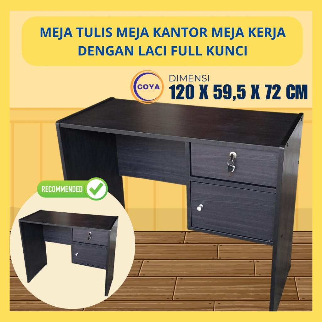 Jual MEJA TULIS MEJA KANTOR MEJA KERJA I Particle Board Laci Full Kunci ...