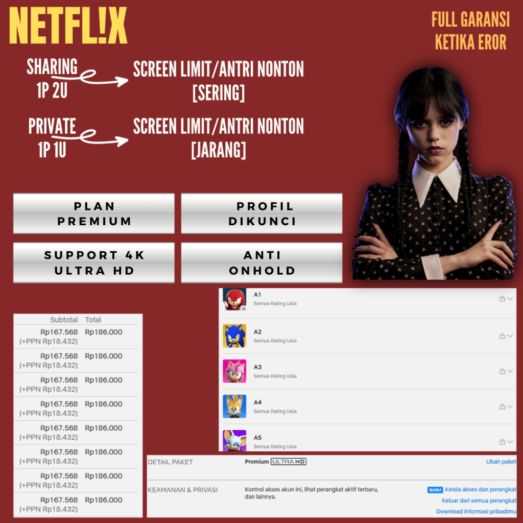Jual NETFLLIXX PREMIUM SHARING PRIVATE 4K UHD 1 BULAN BERGARANSI | Shopee Indonesia