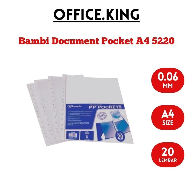 Jual PP Pocket Document Pocket A4 5220 (1Pck isi 20) Bambi | Shopee Indonesia