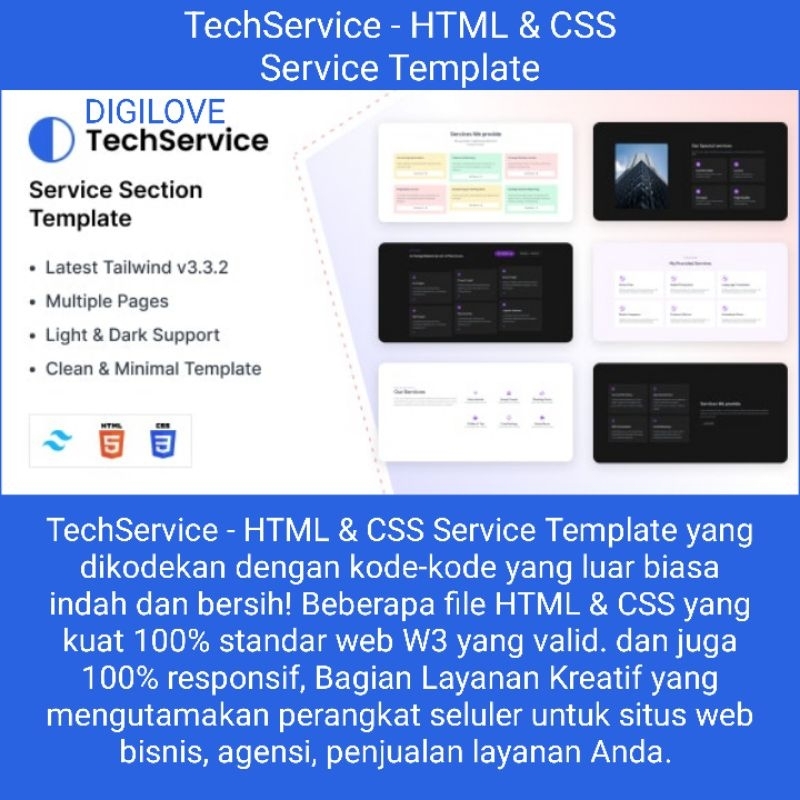 Jual TechService - HTML & CSS Service Template | Shopee Indonesia