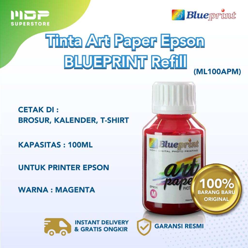 Jual TINTA BLUEPRINT ART PAPER EPSON MAGENTA 100ML(ML100APM) | Shopee ...