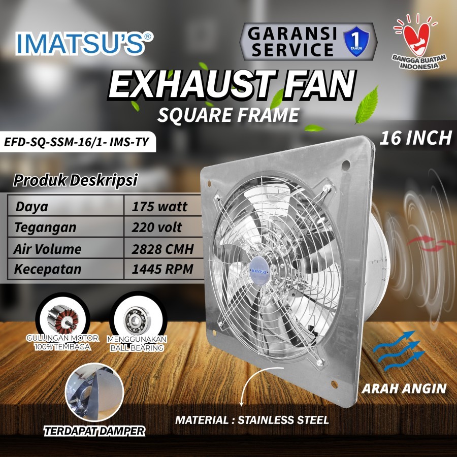Jual IMATSU'S Exhaust Fan Stainless Steel EFD-SQ-SSM-16/1-IMS-TY ukuran ...