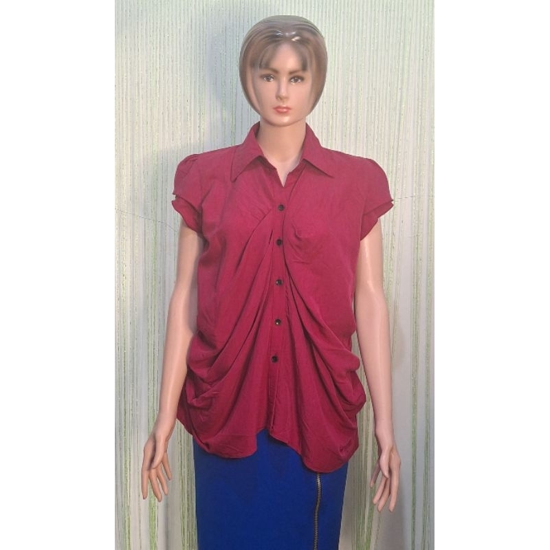 Jual kemeja wanita merah maroon | Shopee Indonesia