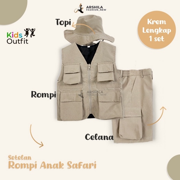 Jual KODE N86C Setelan Rompi Anak Safari Krem Rompi Anak Petualang ...