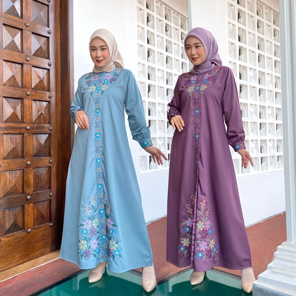 Jual GAMIS DAILY / GAMIS KATUN TOYOBO MOTIF BORDIR BUNGA BAGIAN DEPAN ...