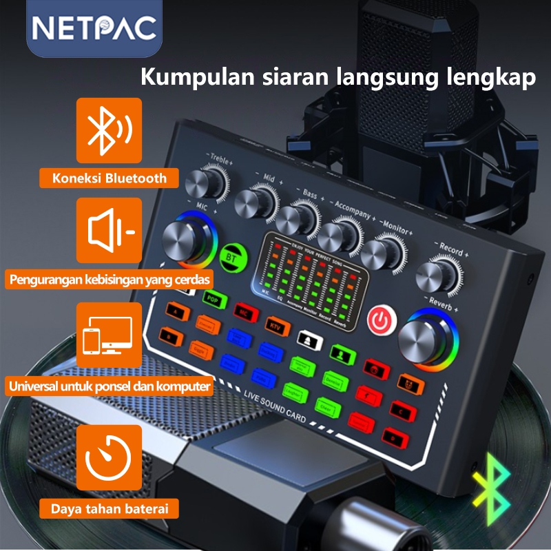 Jual NETPAC Sound Card F009 Bluetooth Singing Recording Professional ...