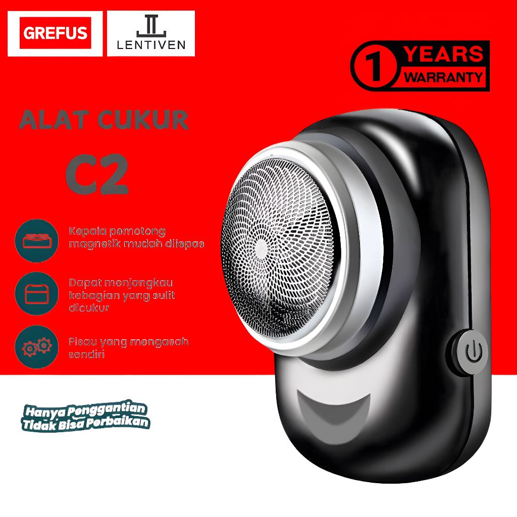 Jual GREFUS LENTIVEN Alat Cukur Kumis Jenggot Elektrik Portable Mini ...
