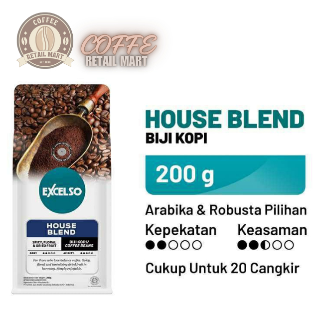 Jual Excelso Kopi House Blend Biji 200G | Shopee Indonesia