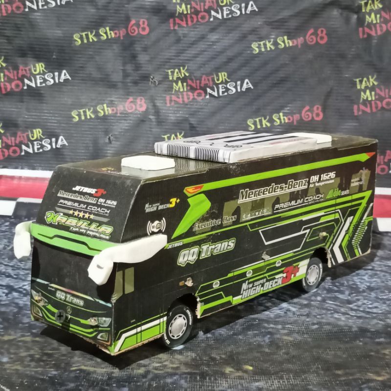 Jual Mainan Miniatur Bis QQ TRANS NABILA bisa tambah Full Lampu dan ...