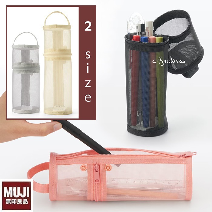 Jual Muji Nylon Round mesh pen case that can be used vertically or ...