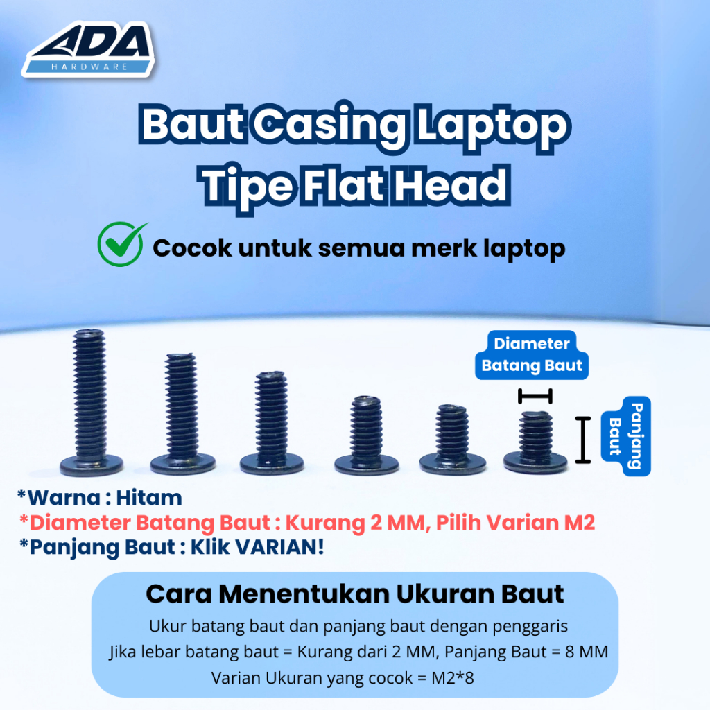 Jual Baut Screw M2 M2,5 M3 Skrup Hitam Baud Untuk Laptop HP ASUS LENOVO ...