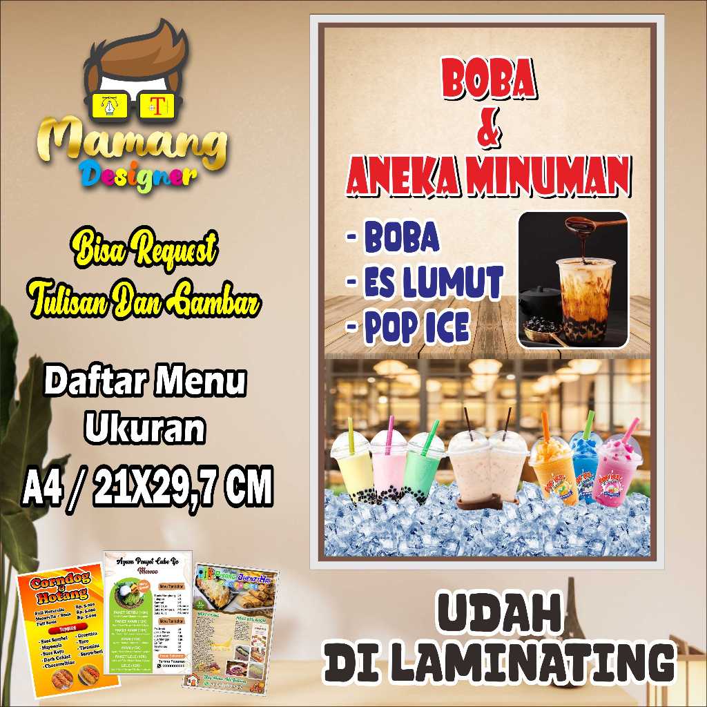 Jual Cetak Poster Daftar Menu Jualan Aneka Minuman Keren bb | Shopee ...