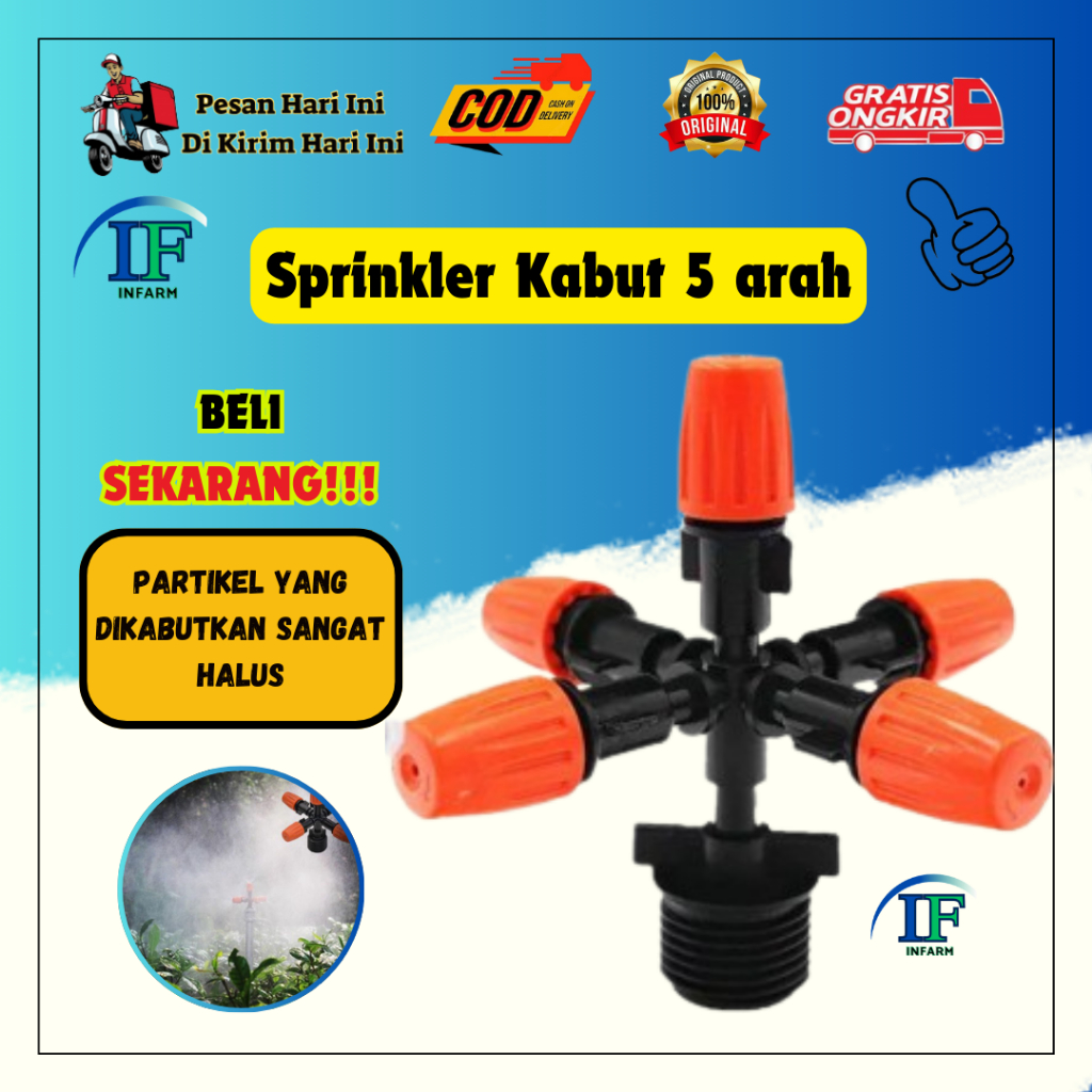 Jual Sprinkler Pertanian Sprayer Kabut 5 Arah Srapyer Taman Kebun Way ...