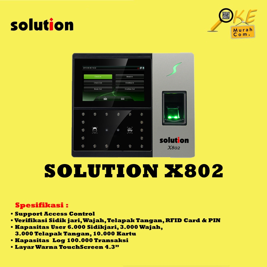 Jual Fingerprint Mesin Absensi Solution X802 / X-802 Sidik Jari Wajah ...