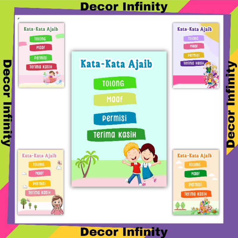 Jual Poster Dinding KATA KATA AJAIB Poster sekolah edukasi belajar anak ...