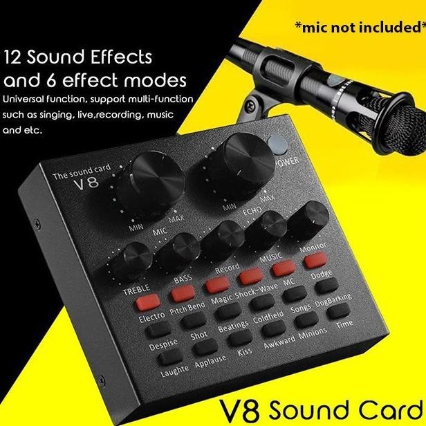 Jual V8 Sound Card Microphone Webcast Live External Sound Card With ...