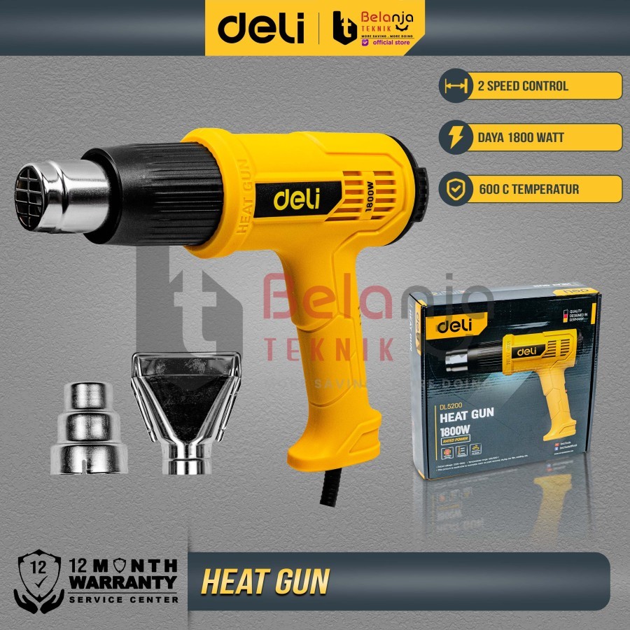 Jual Deli Mesin Heat Gun EDL5200 Hot Gun Alat Blower Panas 1800 Watt ...