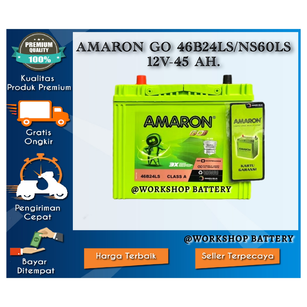 Jual AKI MOBIL WULING CONFERO. AMARON GO 46B24LS 12V-45 AH. | Shopee Indonesia