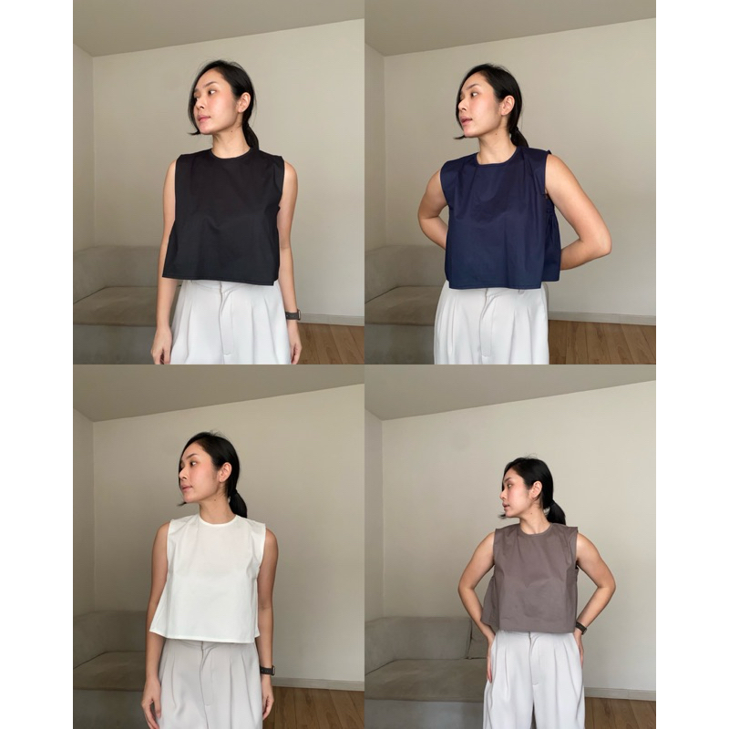 Jual LBT Top-28 | Boxy Crop Top with Elastic Armhole | Shopee Indonesia