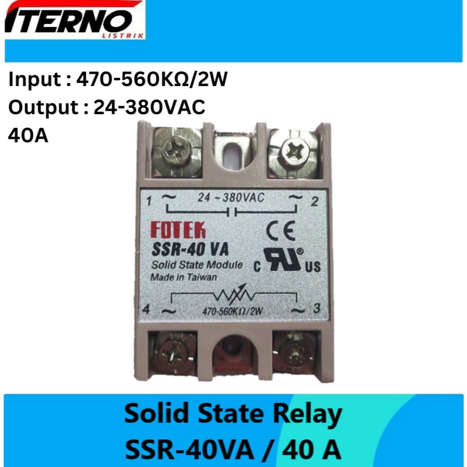 Jual Solid State Relay SSR-40VA Fotek SSR40VA 40A | Shopee Indonesia