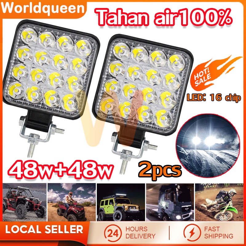 Jual Lampu Tembak Sorot LED Worklight 16Mata 48W DC 12/24VKotak & Bulat ...