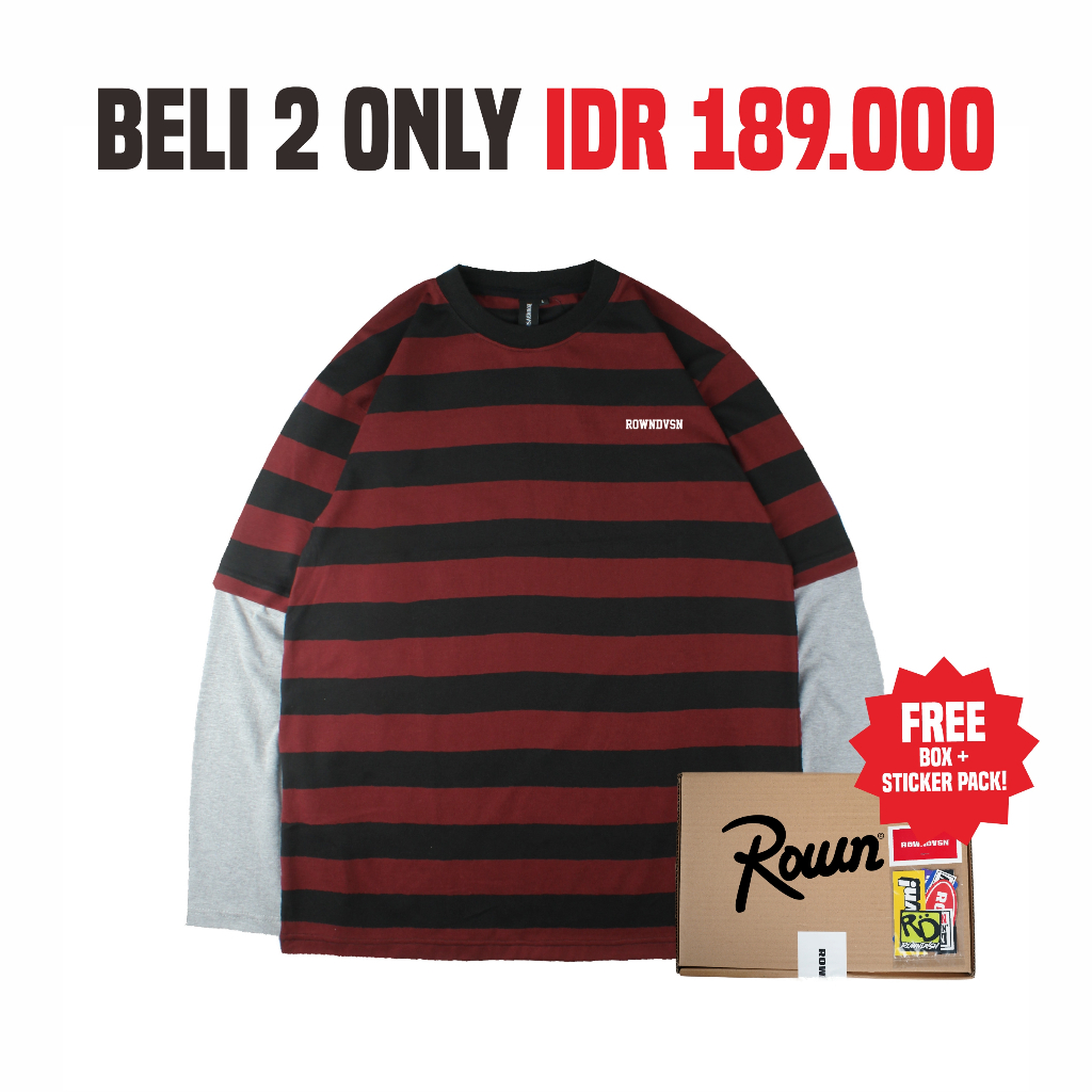 Jual Rown Division Official Double Sleeve Stripe - Rowndvsn Kaos Double ...
