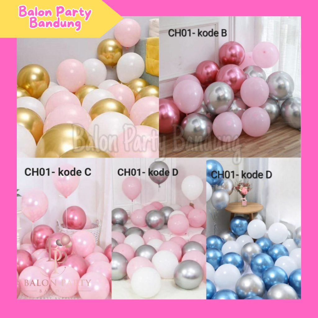 Jual BALON PARTY Paket Balon Kombinasi Chrome Doff Isi 20 Pcs (CH01 ...