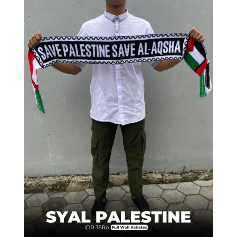 Jual SYAL PALESTINA PREMIUM BERBAHAN WOL KAHATEX DENGAN PANJANG 130CM ...