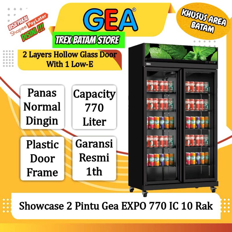Jual SHOWCASE GEA 2 PINTU BLACK EXPO 770 L GARANSI RESMI [ BATAM ...
