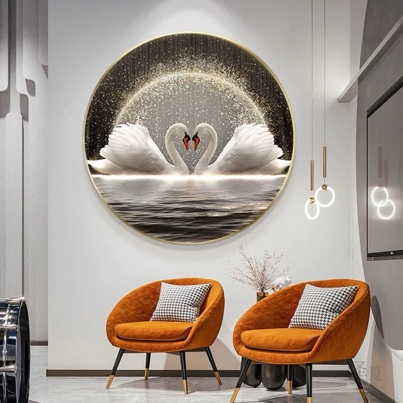 Jual Porcelain Painting Crystal 5D Bulat Motif Angsa Wall Decor Hiasan ...