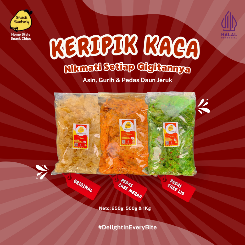 Jual SF Keripik Kaca 250g 500g 1Kg Kripca Pedas Daun Jeruk Bikin Nagih ...