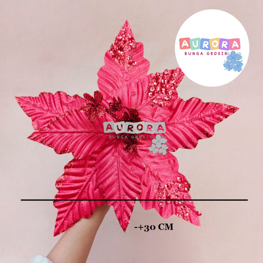 Jual 30cm Jambo Christmas Poinsettia Flower Bunga Natal Besar Premium ...