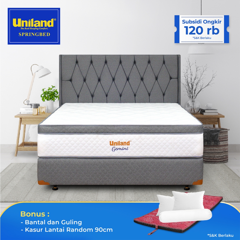 Jual Uniland Springbed Gemini Plushtop Abu Abu - Kasur Spring Bed ...