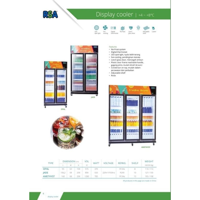 Jual RSA Showcase 3 pintu Amethyst kulkas chiller | Shopee Indonesia