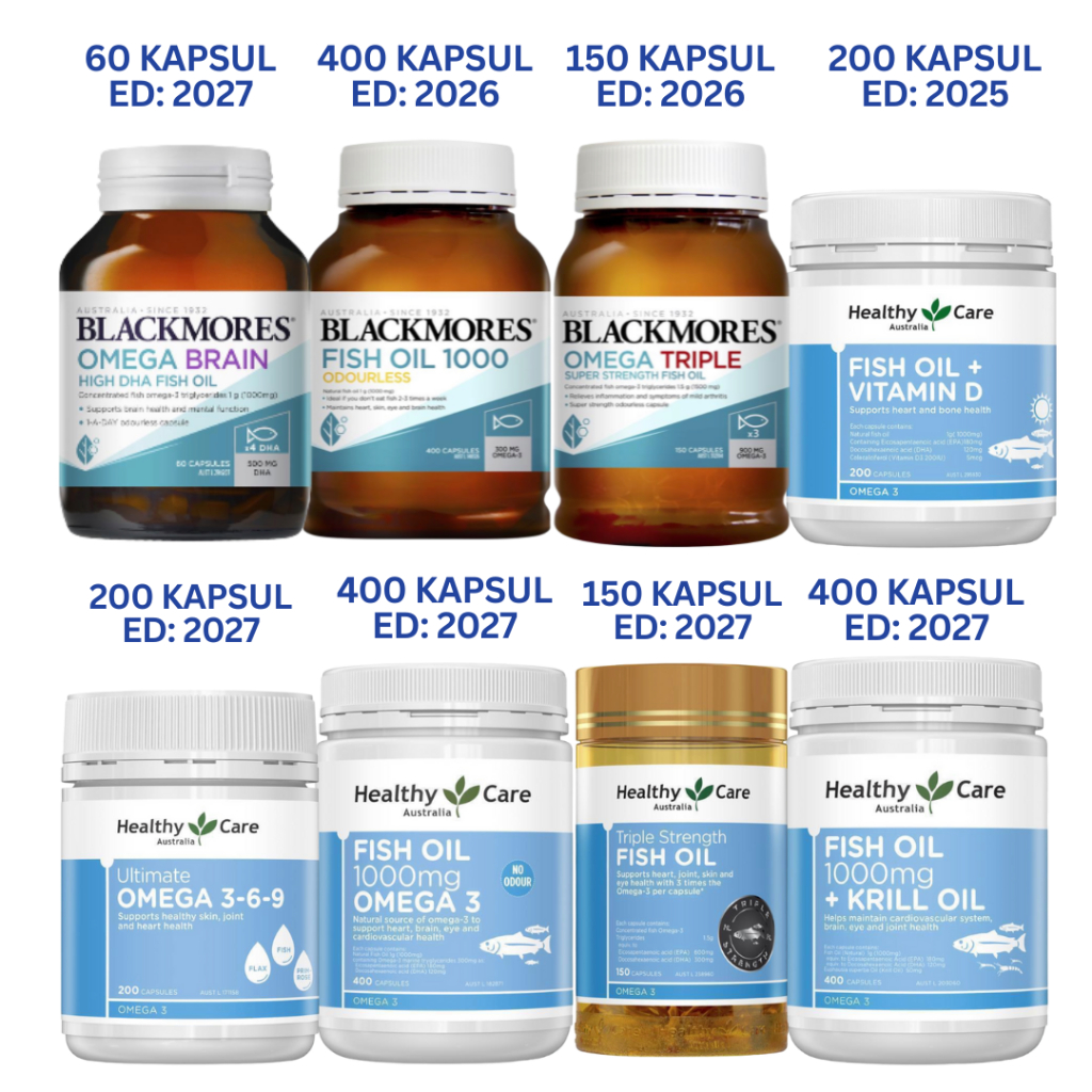 Jual Healthy Care Odourless Fish Oil 1000mg Omega 3 400 Caps / Omega ...